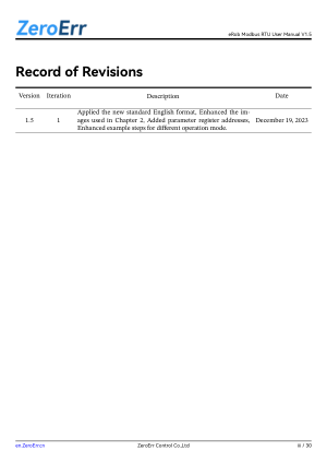 eRob Modbus-RTU User Manual