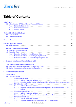 eRob Modbus-RTU User Manual
