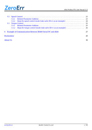 eRob Modbus-RTU User Manual
